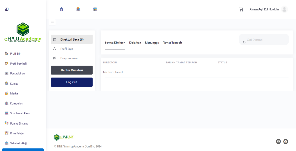 Tutorial Pentadbiran Direktori – eHajj