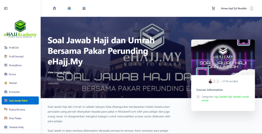 Tutorial Soal Jawab Pakar – eHajj